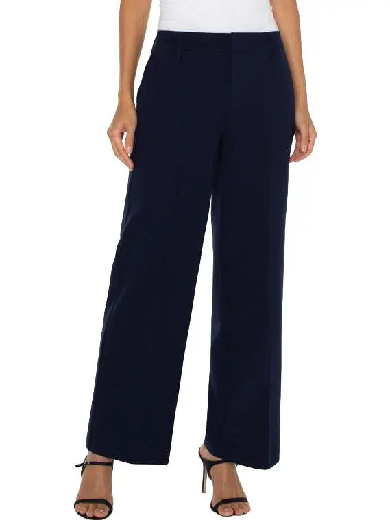 LIVERPOOL Kelsey Wide Leg Knit Trousers - Cadet Blue