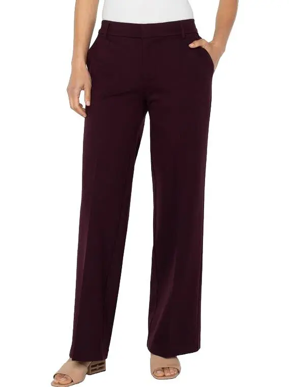LIVERPOOL Kelsey Wide Leg Knit Trousers - Dark Plum