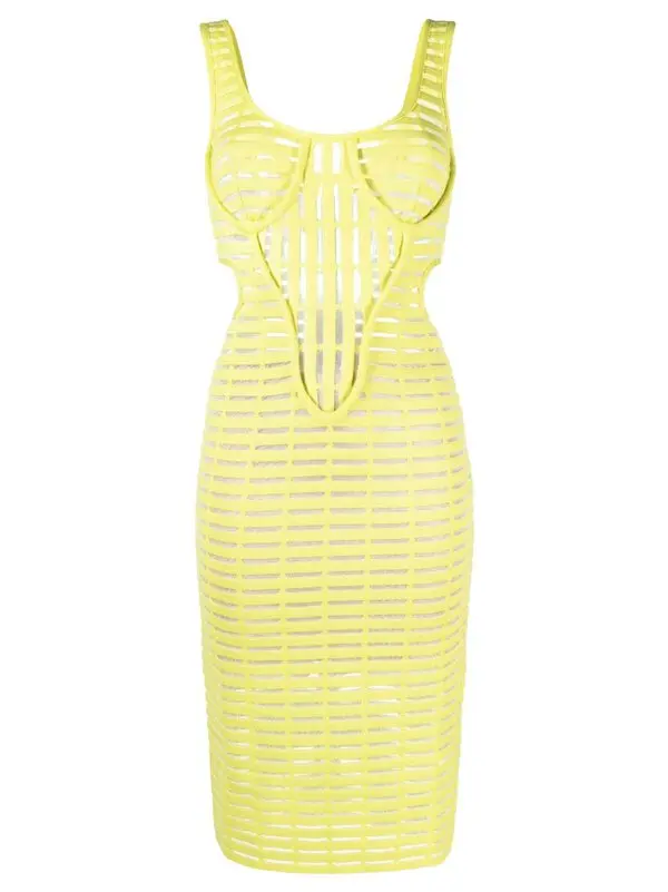 GENNY Iconic Cut-out Knit Midi Dress - Green