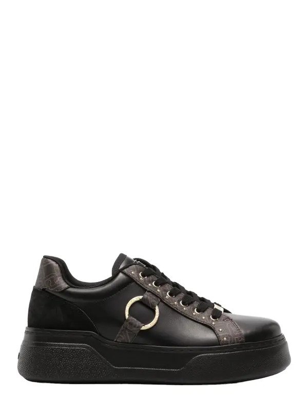 Liu Jo Ring-detailed Monogram-pattern Sneakers - Black