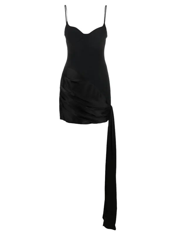 David Koma Draped-skirt Panelled Minidress - Black