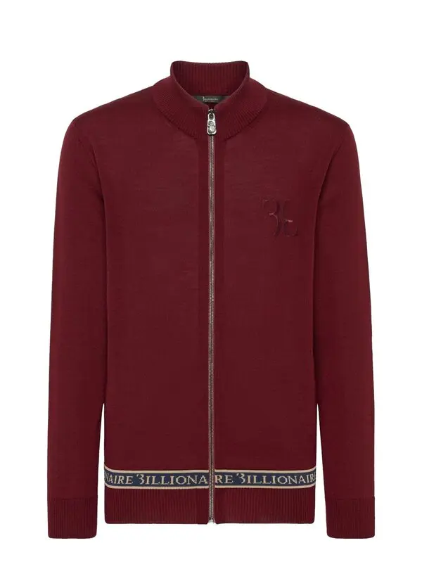 BILLIONAIRE Logo-embroidered Zip-up Jumper - Red