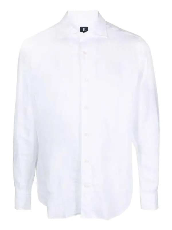 Boggi Milano Spread-collar Linen Shirt - White