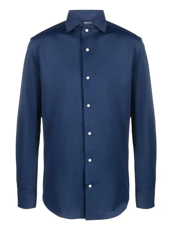 Boggi Milano Long-sleeve Jersey Shirt - Blue