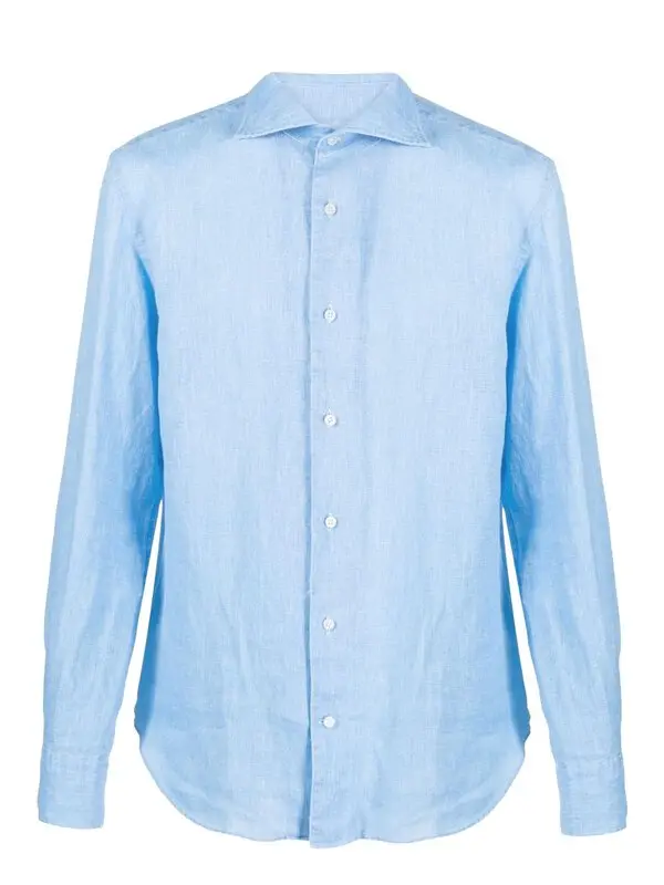 Boggi Milano Long-sleeve Linen Shirt - Blue