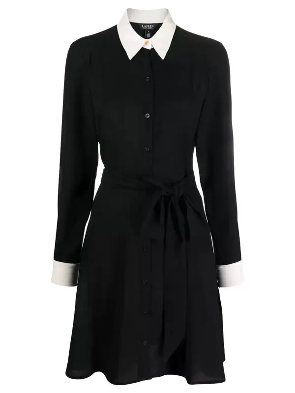 Ralph Lauren Two-tone Tied-waist Shirtdress - Black