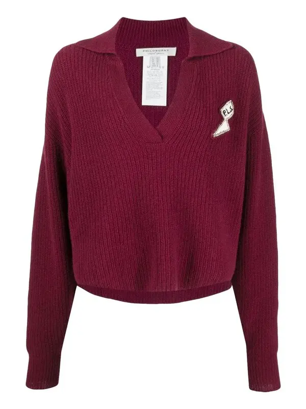 Philosophy Di Lorenzo Serafini Logo-patch Chunky-knit Jumper - Red