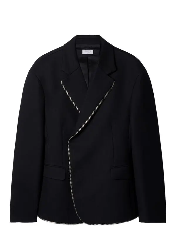 Off-White Zip-trim Virgin-wool Blazer - Black