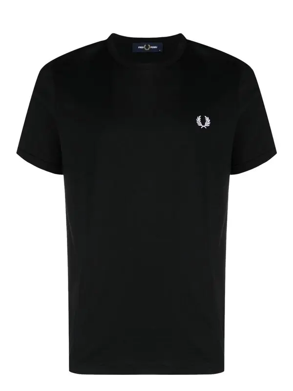 Fred Perry Logo-embroidered Cotton T-shirt - Black