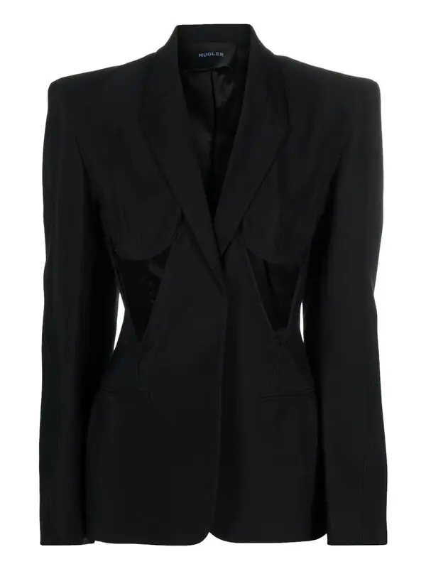 MUGLER Cut-out Structured Blazer - Black