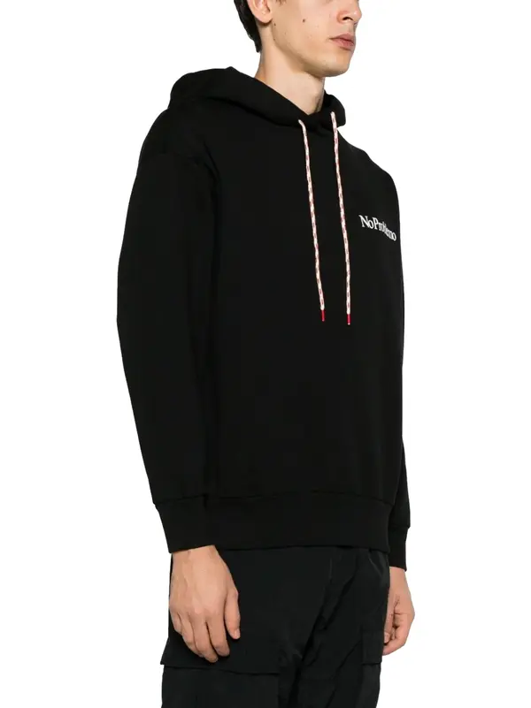 Aries Slogan-print Cotton Hoodie - Black