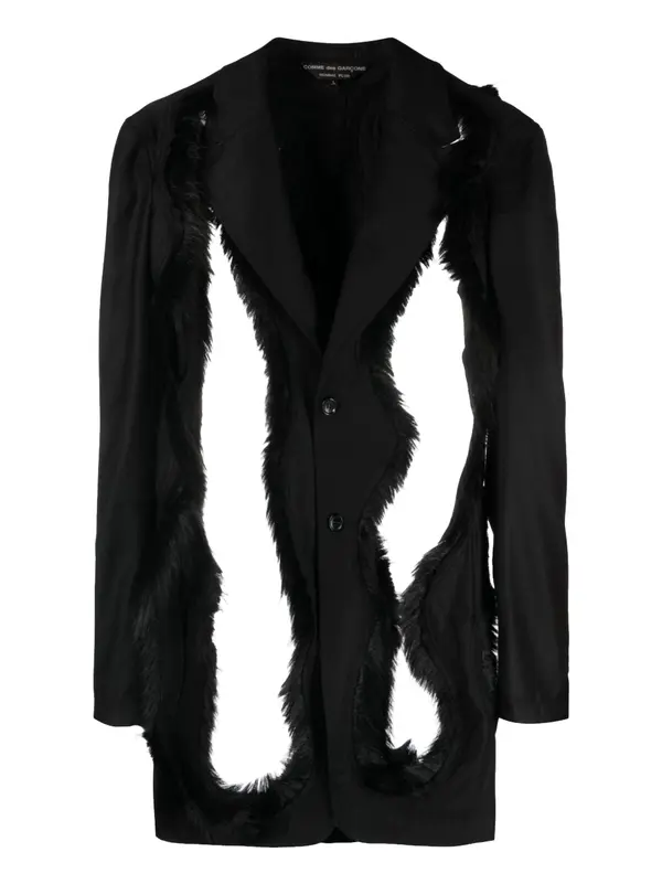 Comme Des Garçons Faux Fur-embellished Blazer - Black