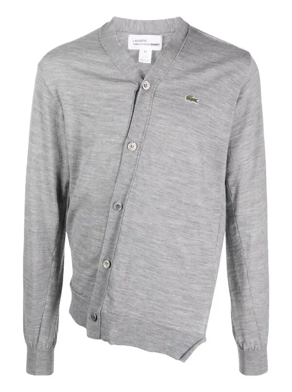Comme Des Garçons X Lacoste Asymmetric Wool Cardigan - Grey