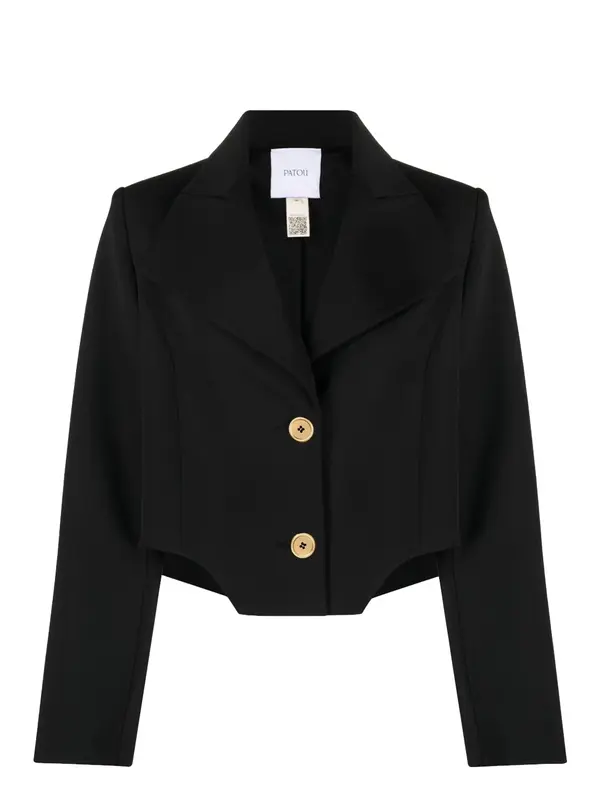 Patou Cropped Virgin Wool-blend Blazer - Black