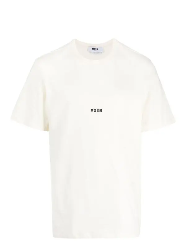 MSGM Logo-print Cotton T-shirt - Neutrals