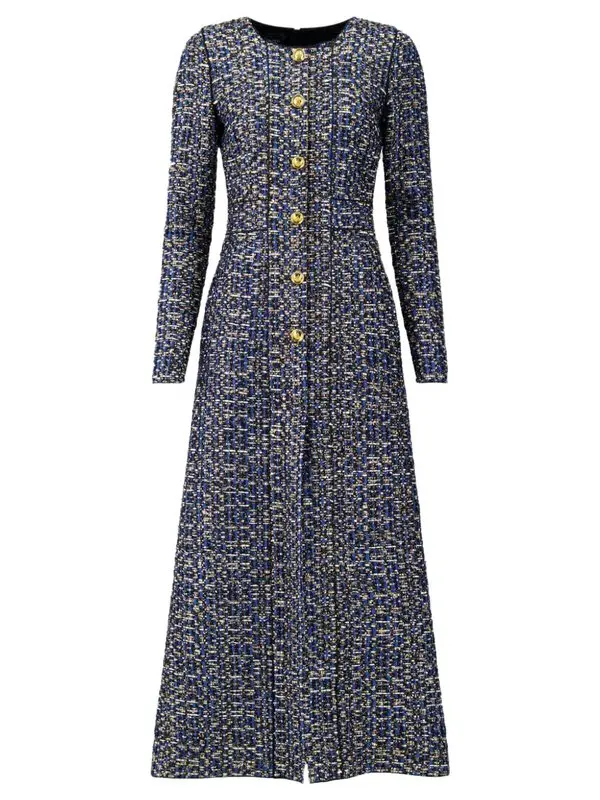 Giambattista Valli Tweed A-line Maxi Dress - Blue