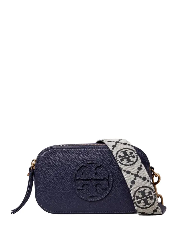 Tory Burch Mini Miller Grained-leather Crossbody Bag - Blue