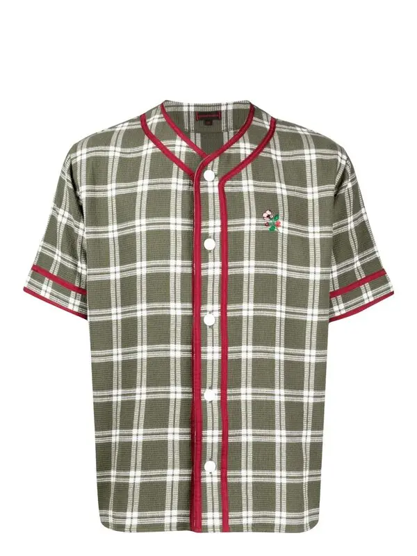 CLOT Check-pattern Striped-edge Shirt - Green