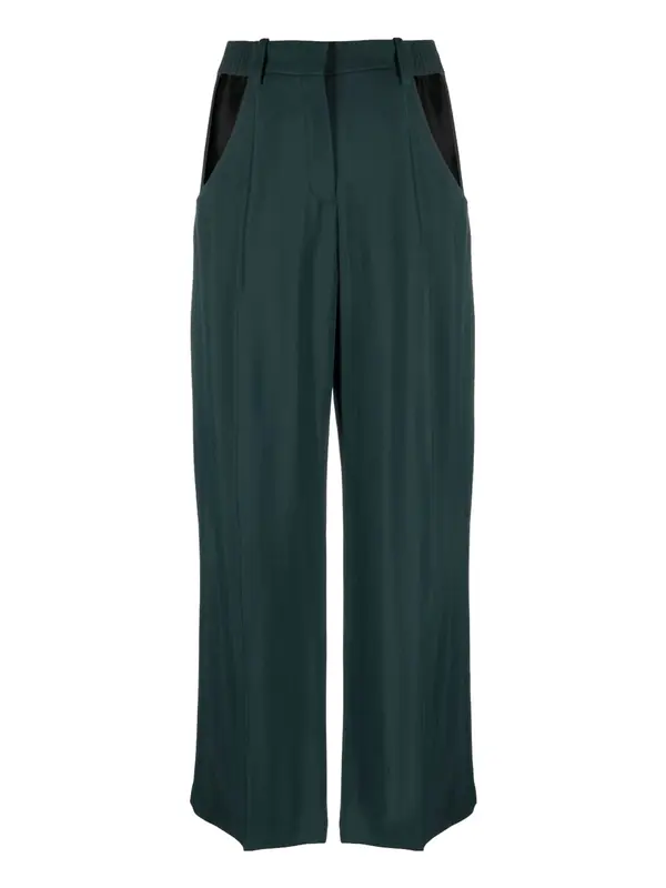 MUGLER Cut-out Wide-leg Trousers - Green