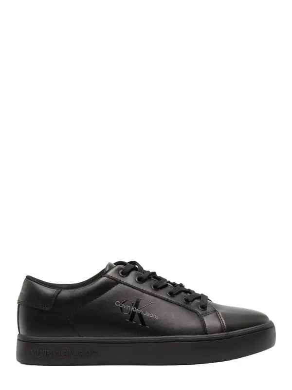 Calvin Klein Logo-embossed Leather Sneakers - Black