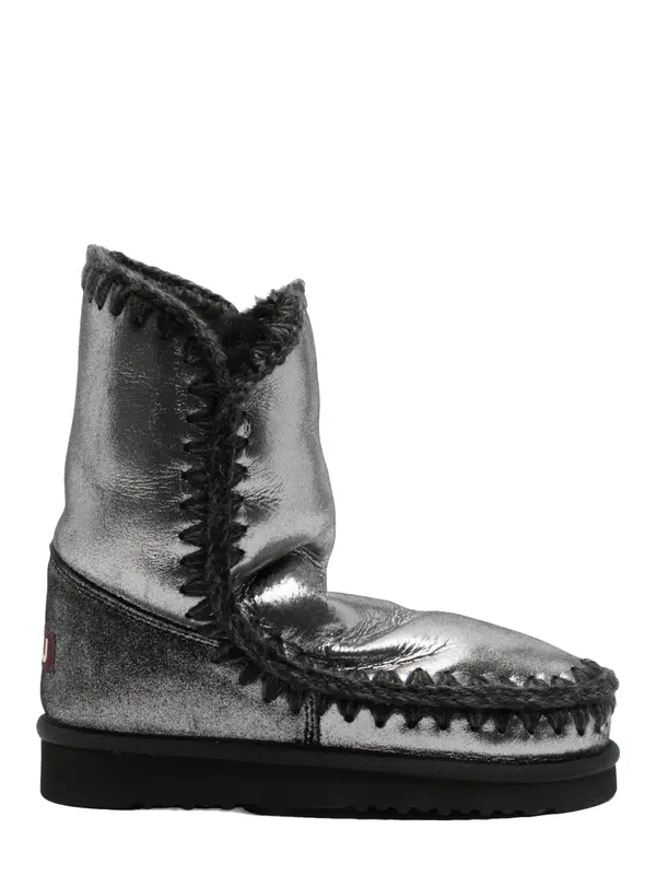 Mou Eskimo 18 Crochet-trim Metallic-leather Boots - Black