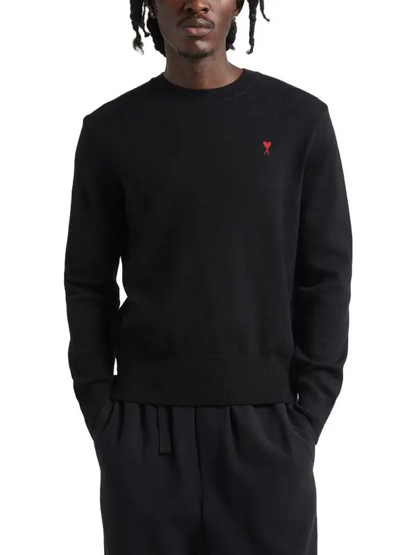 Ami De Coeur Wool Crewneck Sweater - 009 Noir/rouge