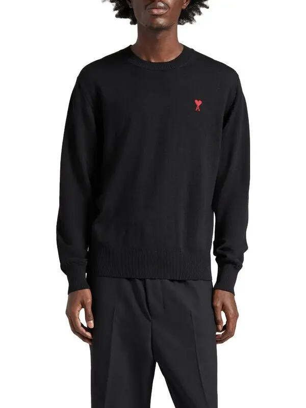 Ami De Coeur Wool Crewneck Sweater - Black