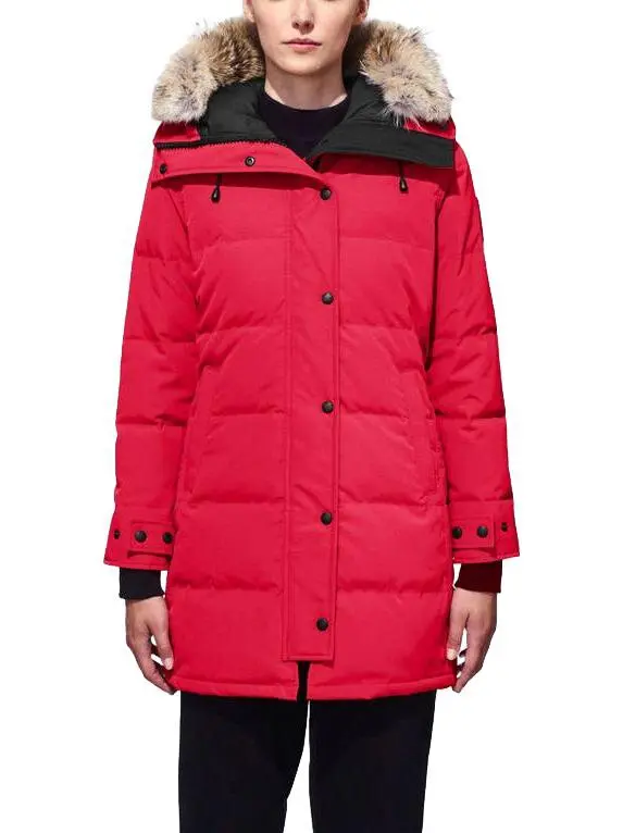 Canada Goose Fusion Fit Genuine Coyote Fur Trim Down Parka - Red