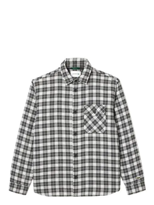 Lacoste Plaid Flannel Button-up Overshirt - Kbr Noir/multico