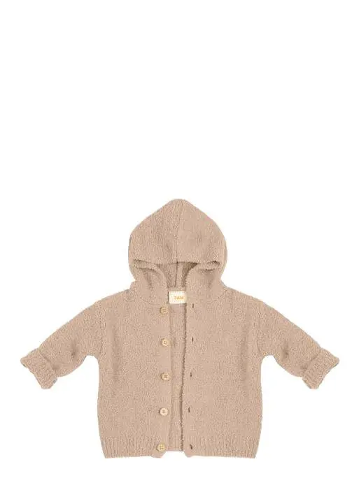 7AM Fuzzy Hooded Cardigan - Pecan