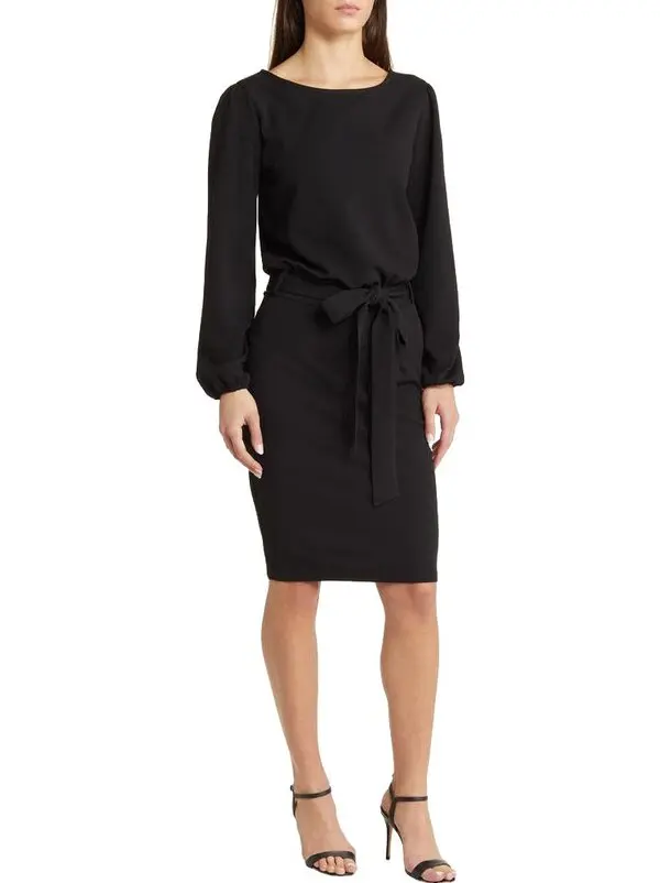 NIKKI LUND Kate Long Sleeve Knit Dress - Black
