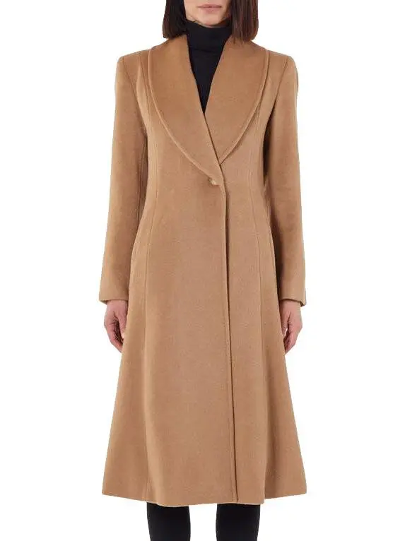 Sofia Cashmere Shawl Collar Coat - Camel