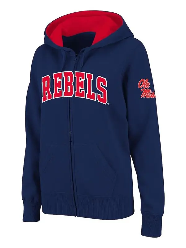 COLOSSEUM Stadium Athletic Ole Miss Rebels Arched Name Full-zip Hoodie - Navy