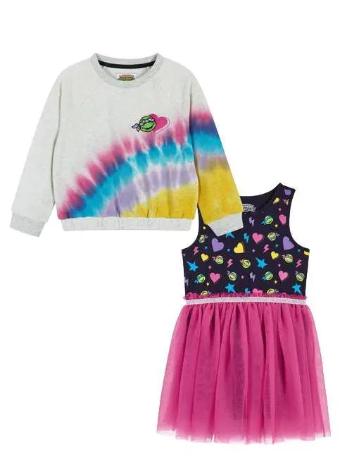 Andy & Evan X Teenage Mutant Ninja Turtles® Sweatshirt And Tutu Tank Dress Set - Pink Multi