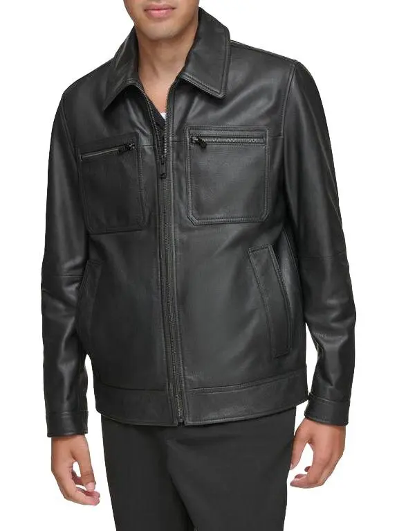 Andrew Marc Clayton Leather Jacket - Black