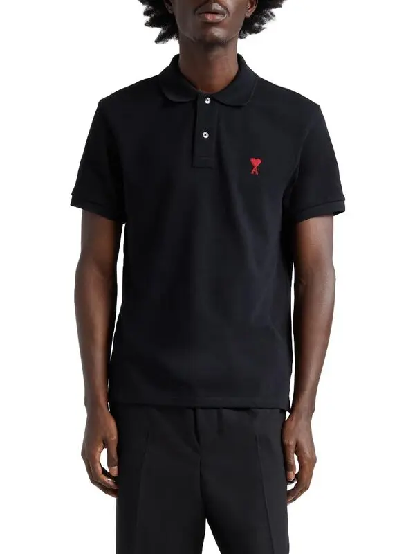 Ami De Coeur Embroidered Organic Cotton Polo - 001 Black