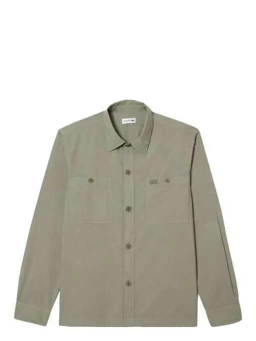 Lacoste Cotton Button-up Overshirt - Eco Olive