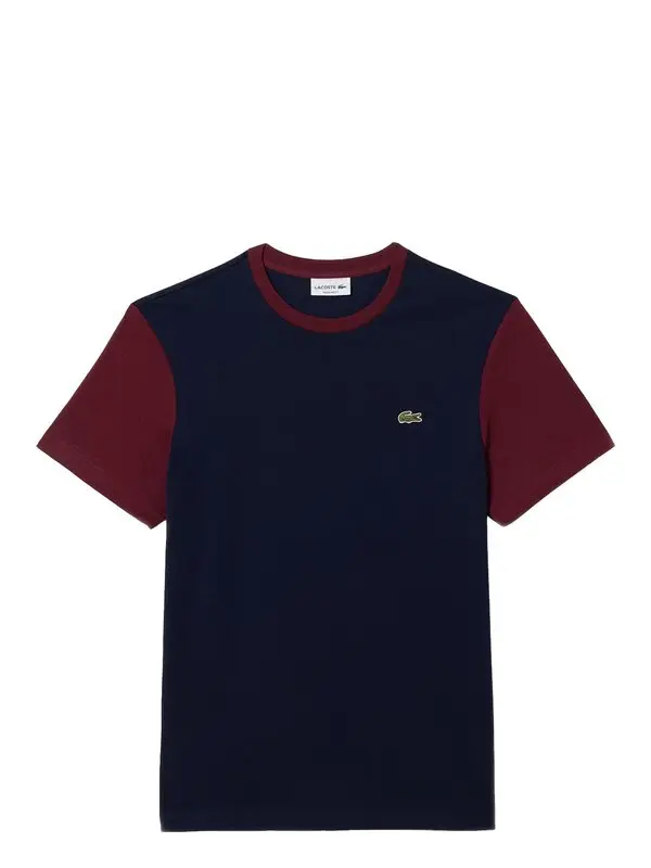 Lacoste Regular Fit Colorblock Cotton T-shirt - Marine/zinc
