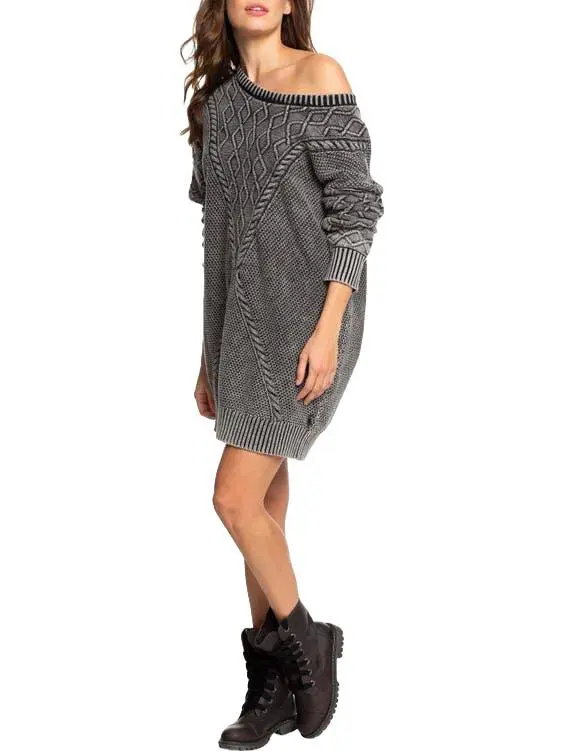 Roxy Snow Day Long Sleeve Sweater Dress - Anthracite