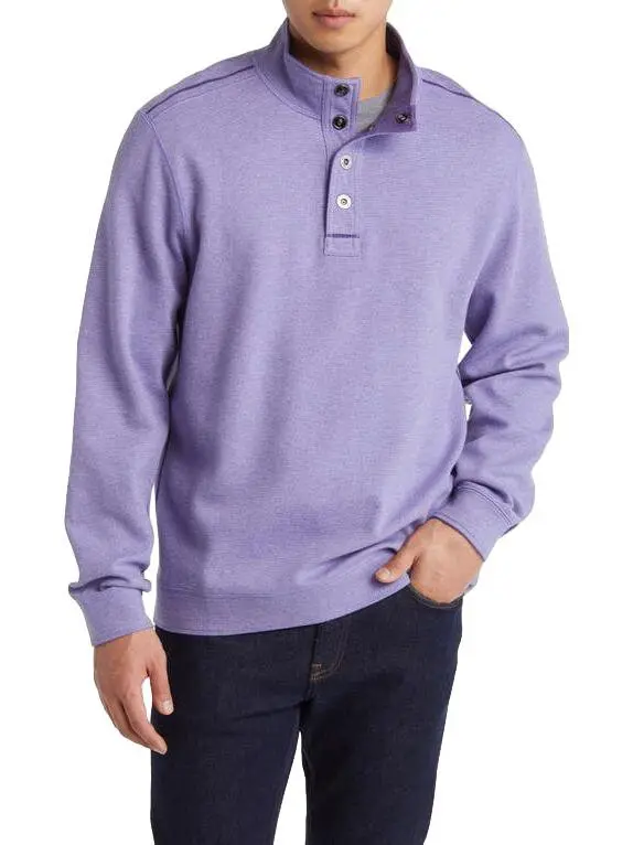 Tommy Bahama Reversible Snap Mock Neck Top - Coastal Violet Heather