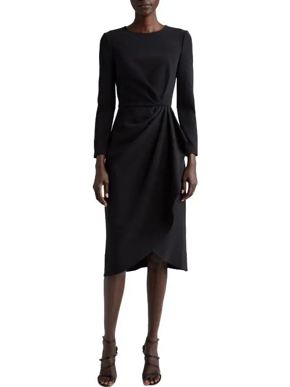 Carolina Herrera Pleated Tulip Midi Dress - Black