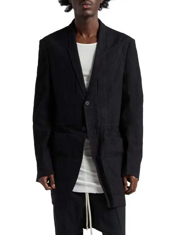 Rick Owens Fogpocket Lido Wool Flannel Jacket - Black
