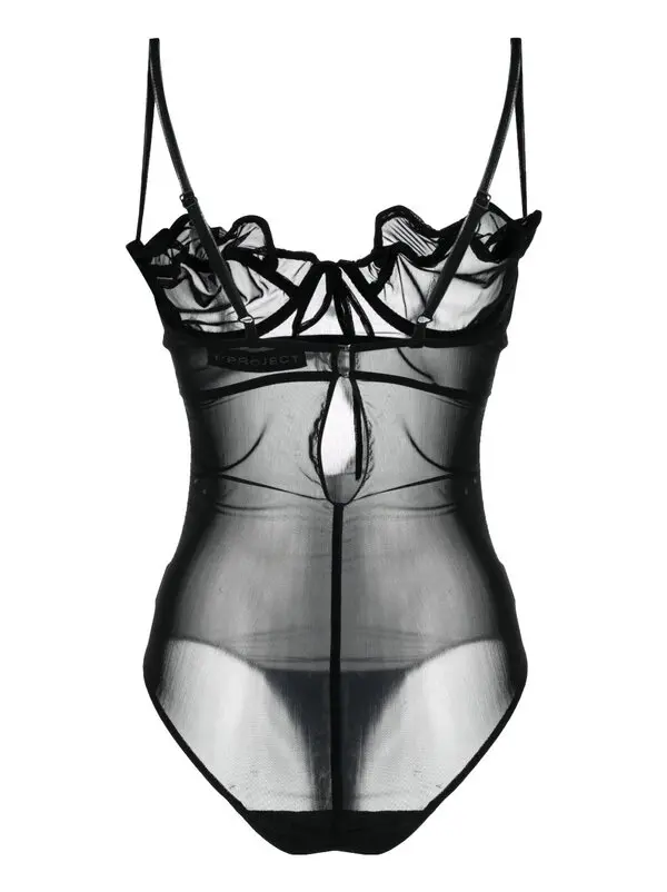 Y/project Sheer-construction Underwired Bodysuit - Black