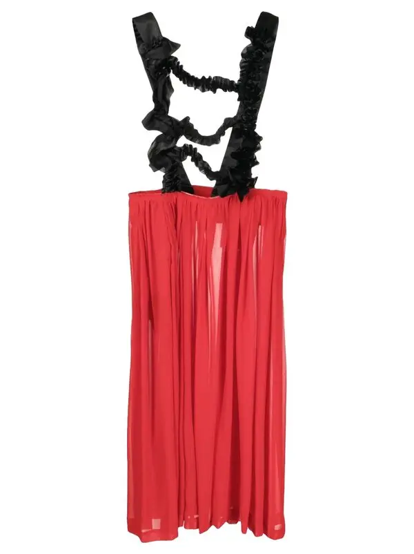 Comme Des Garçons Dungarees-style Asymmetric Midi Dress - Red