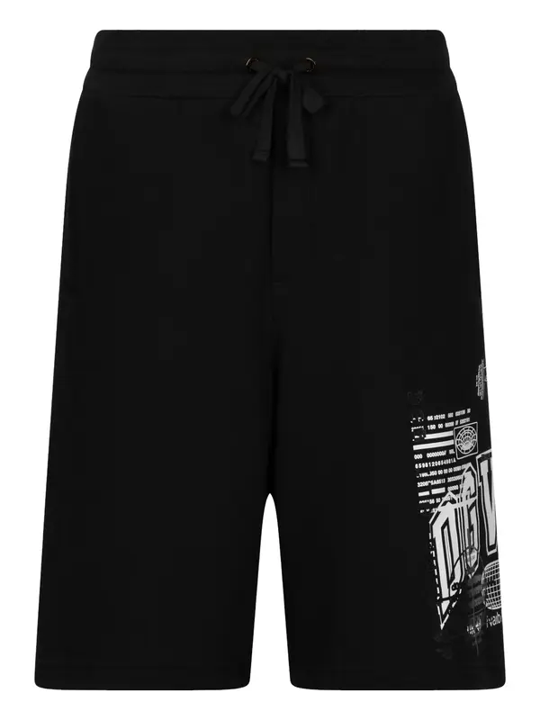 Dolce & Gabbana Logo-print Cotton Track Shorts - Black