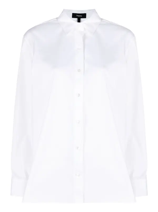 Theory Long-sleeve Cotton-blend Shirt - White