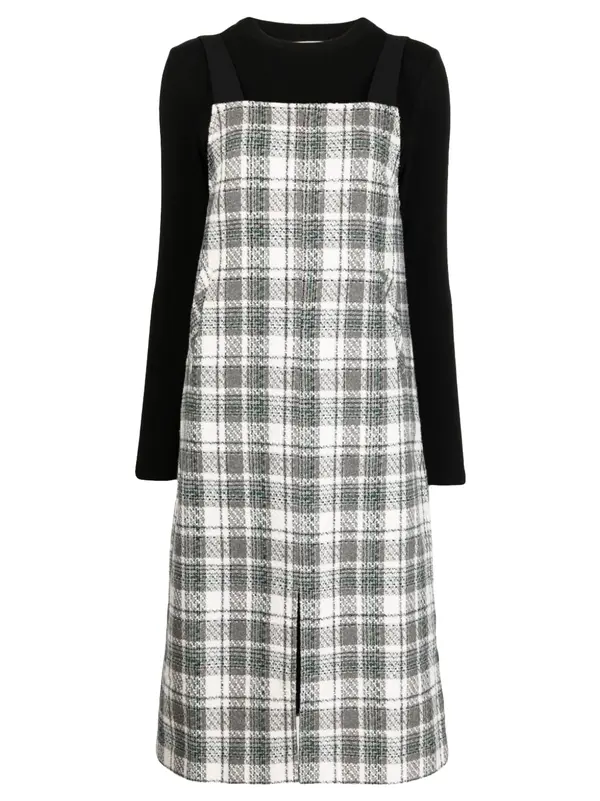 B+AB Checked Midi Dress - White