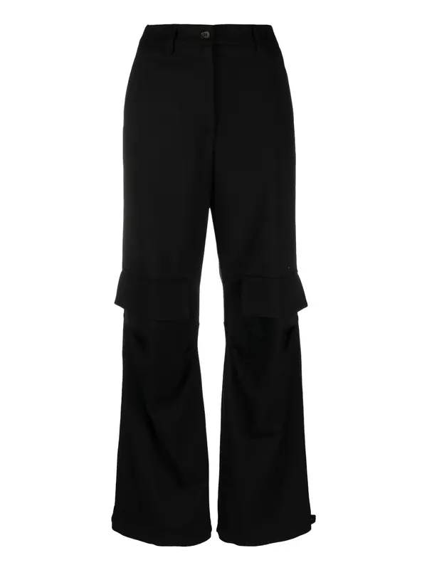 P.a.r.o.s.h Wool Flared Cargo Trousers - Black