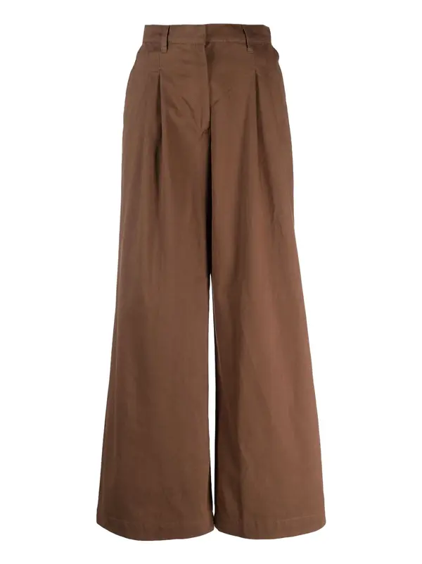 Pinko Wide-leg Cotton Trousers - Brown