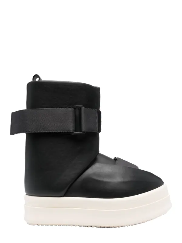 Rick Owens Buckled Leather Platform Ankle Boots - Black